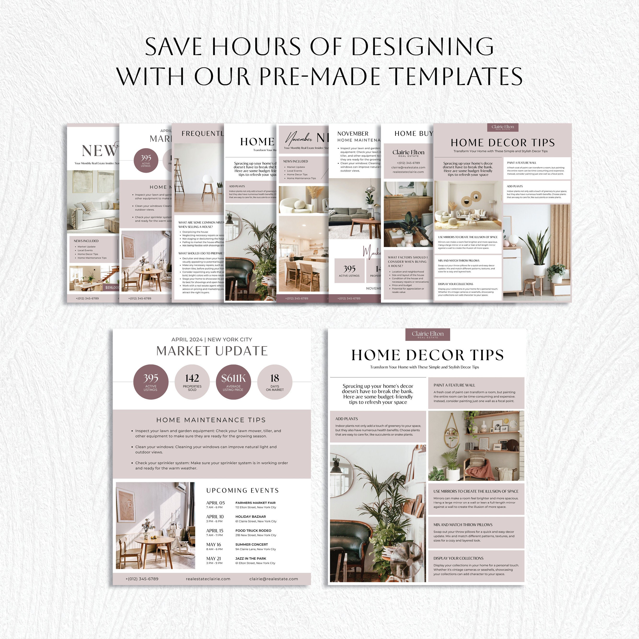 Printable Newsletter Template Bundle, Real Estate Marketing Kit ...