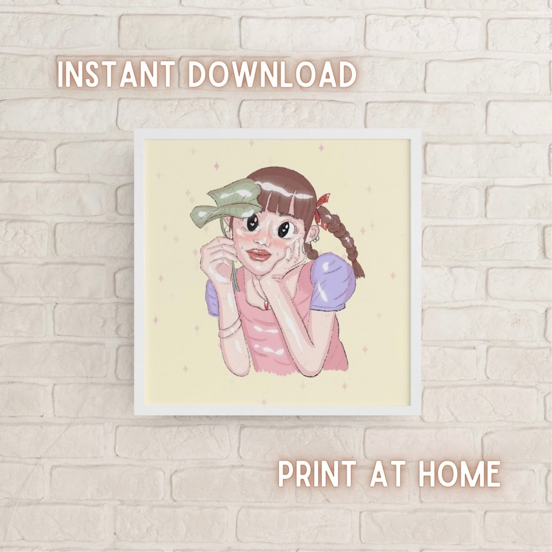 Cute Girl Digital Bookish Art Print Instant Download | Book Lover Home ...