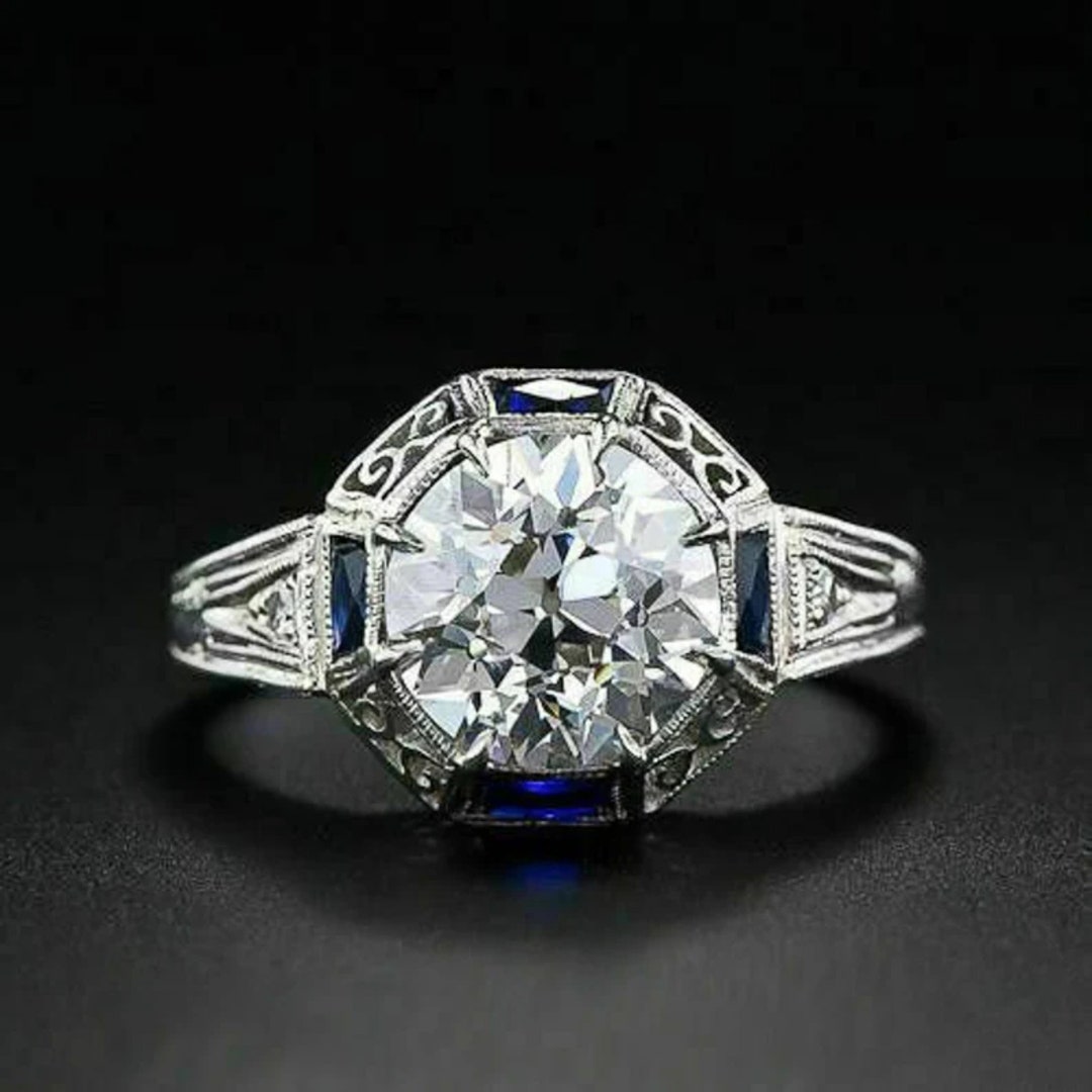 2.50ct Round Filigree Engagement Ring, Vintage Inspired Wedding Ring ...