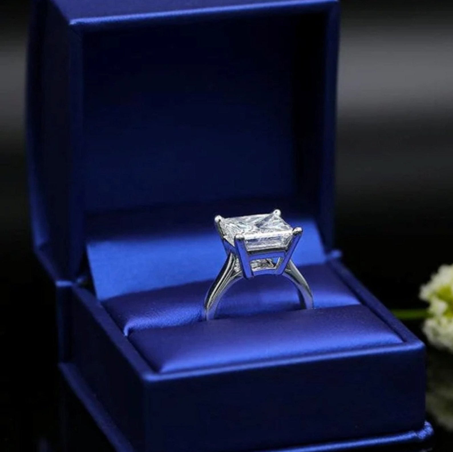 Princess Stone Solitaire Ring, Four Prong Set Diamond Engagement Ring ...