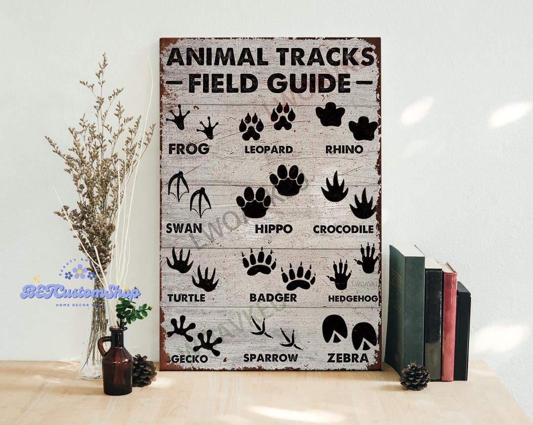 Animal Tracks Field Guide Framed Canvas, Unframed Poster, Animal Lover ...
