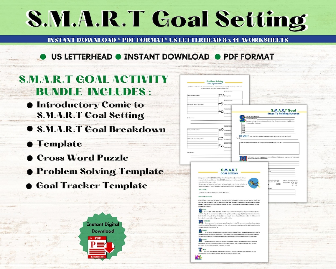 SMART Goals Planning Worksheet, Printable Template for Kids - Etsy