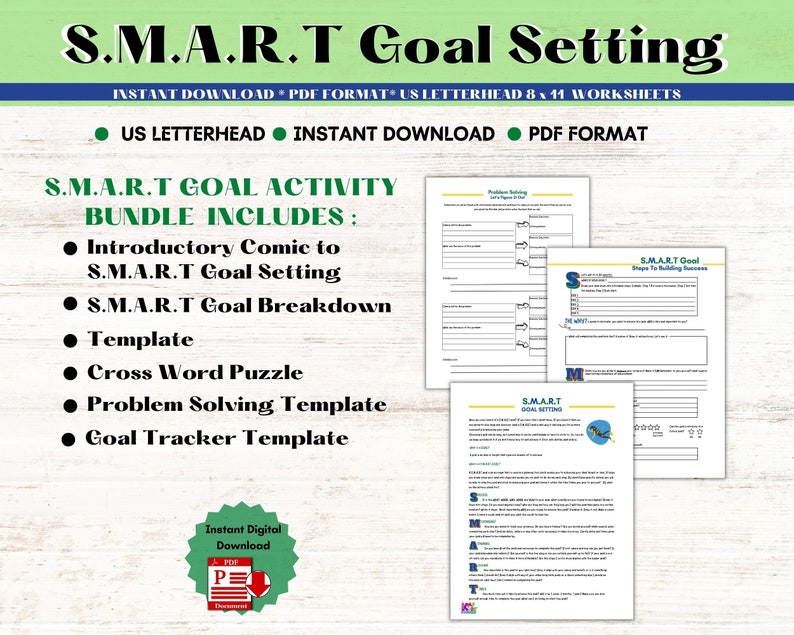 SMART Goals Planning Worksheet, Printable Template for Kids - Etsy