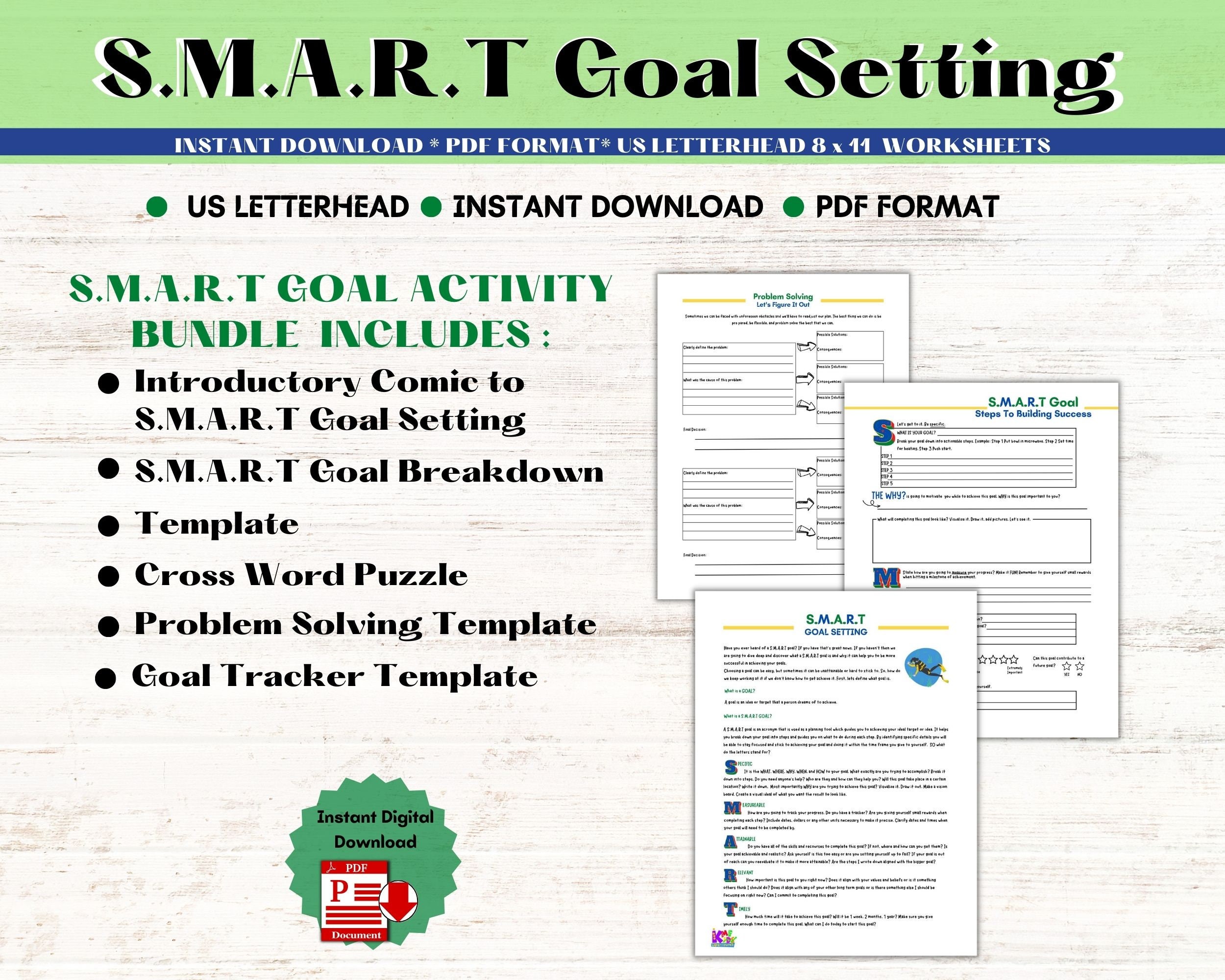 SMART Goals Planning Worksheet, Printable Template for Kids - Etsy