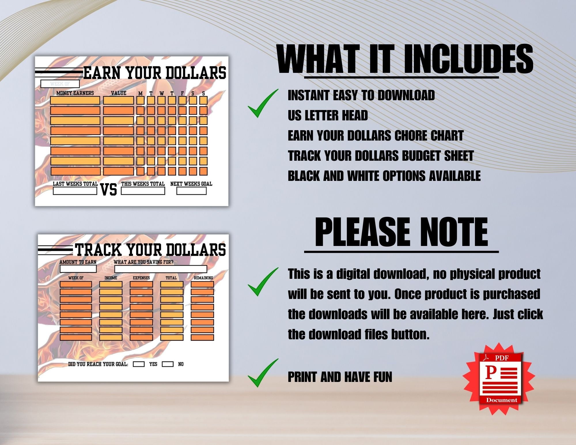 Time to Earn Some Money. Chore Chart and Money Tracker - Etsy