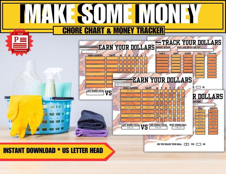 Time to Earn Some Money. Chore Chart and Money Tracker - Etsy