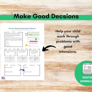 Decision Making Worksheet for Kids, Helping Kids to Develop Core Values ...