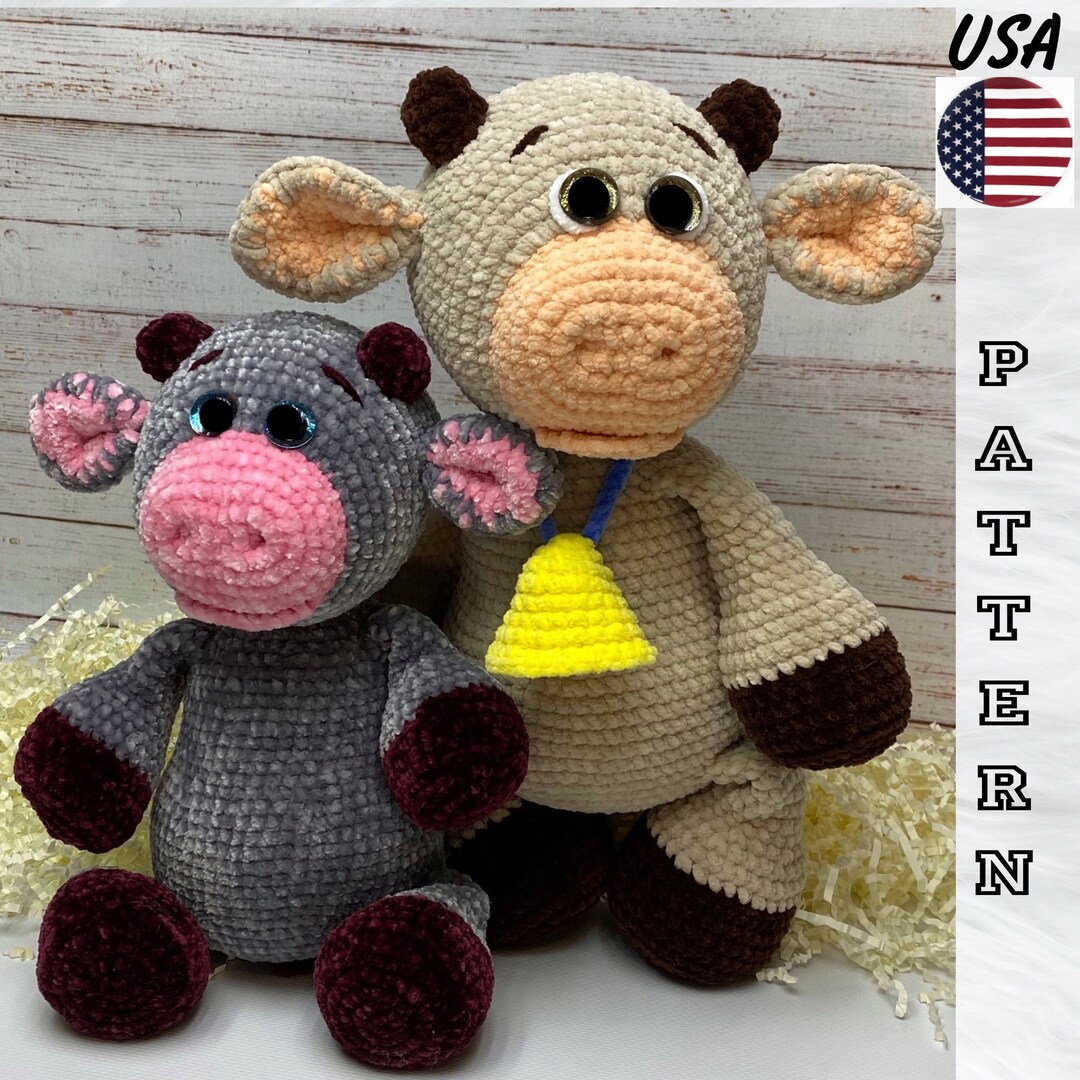 Crochet Pattern Cow Bull. AMIGURUMI Cow Plush Pattern. Crochet Tutorial ...