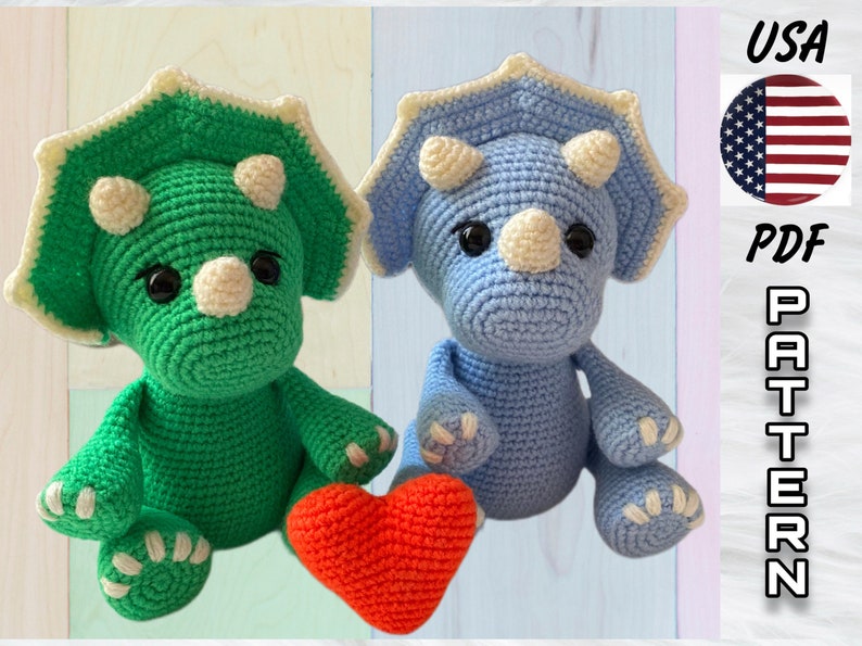 Dinosaur AMIGURUMI PATTERN. Crochet Tutorial Toys for - Etsy