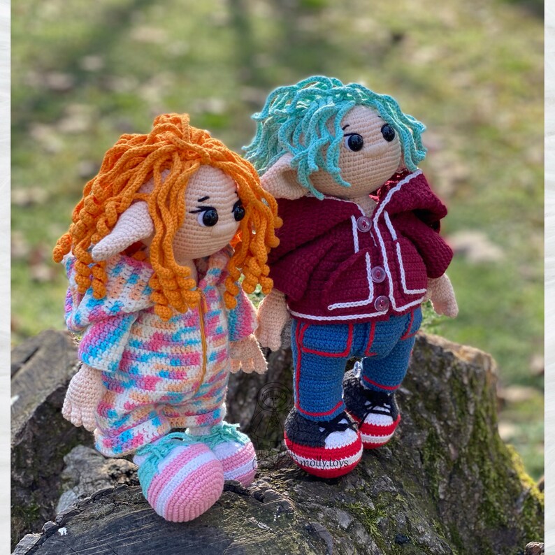 Amigurumi Elf Ellie and Eliot in Outfits Patterns. SET of 4 PATTERNS ...
