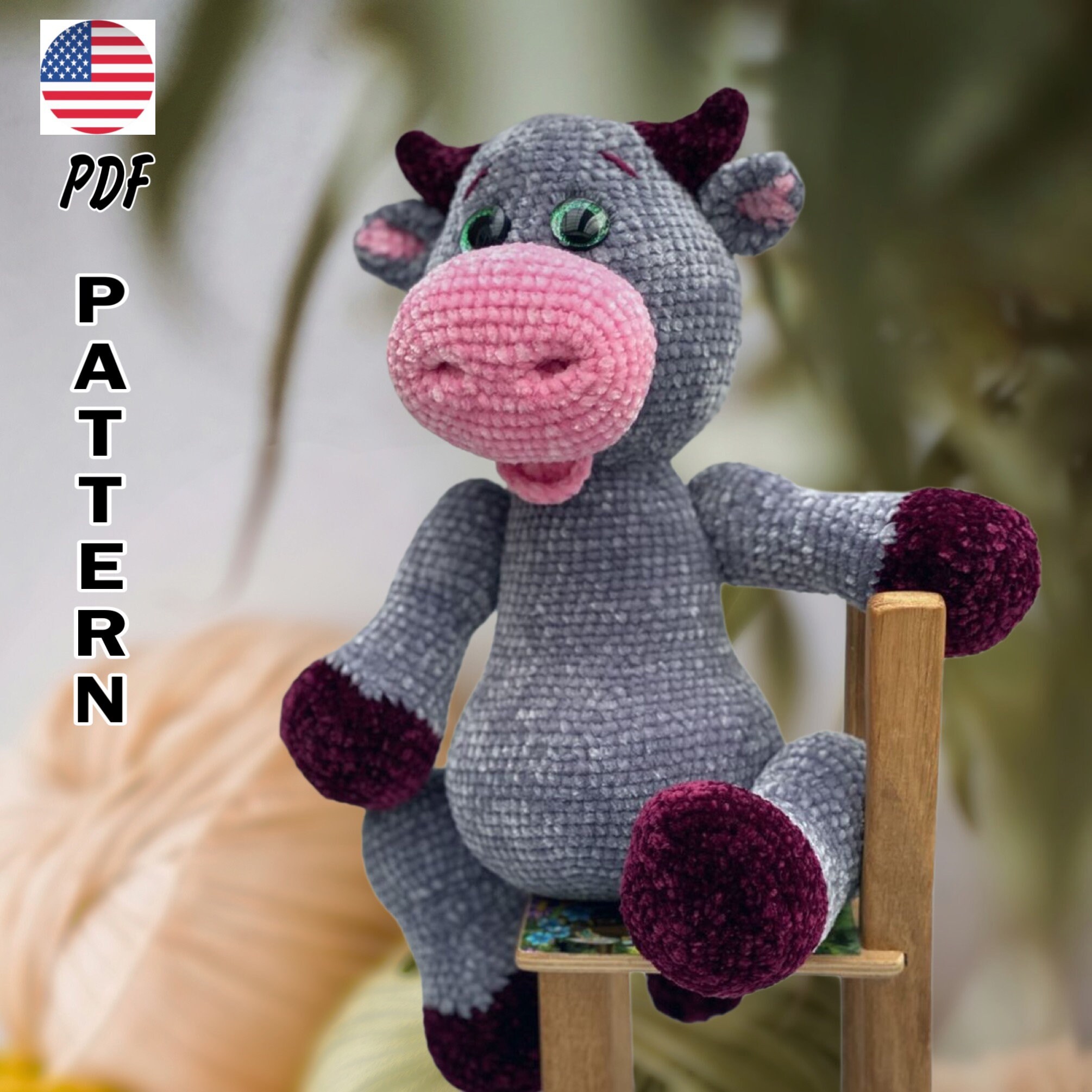 Amigurumi Bull Pattern. Crochet Pattern Otis the Bull. Crochet Plush ...