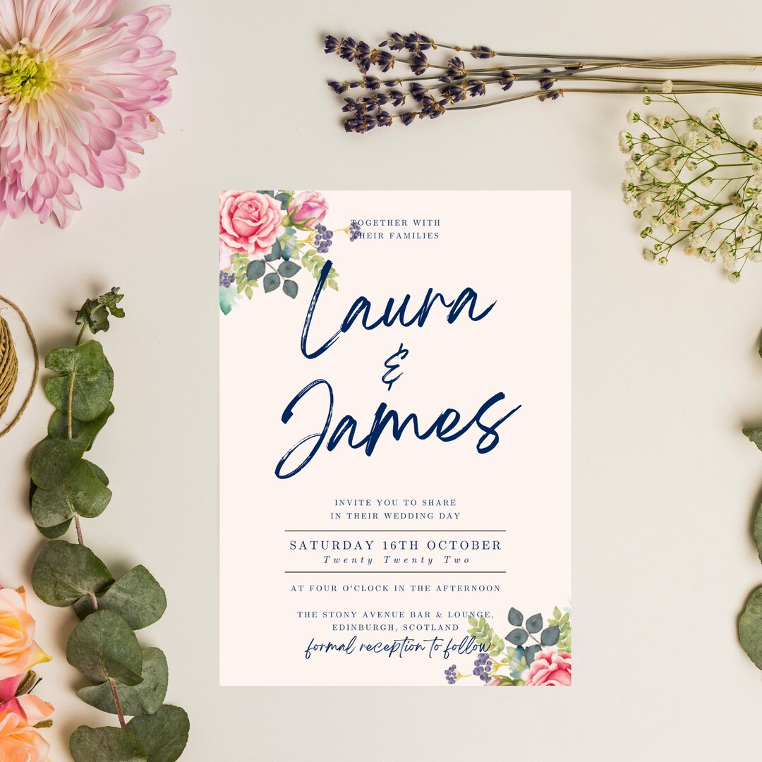 Printable Wedding Invite Template, Printable Editable Wedding Invite ...