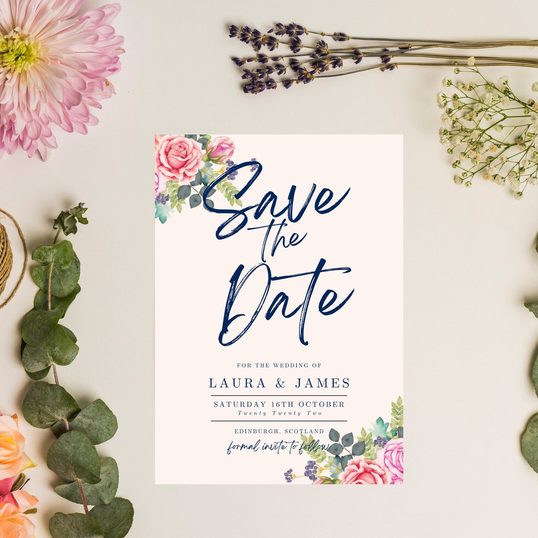 Printable Wedding Save the Date Template, Printable Editable Wedding ...