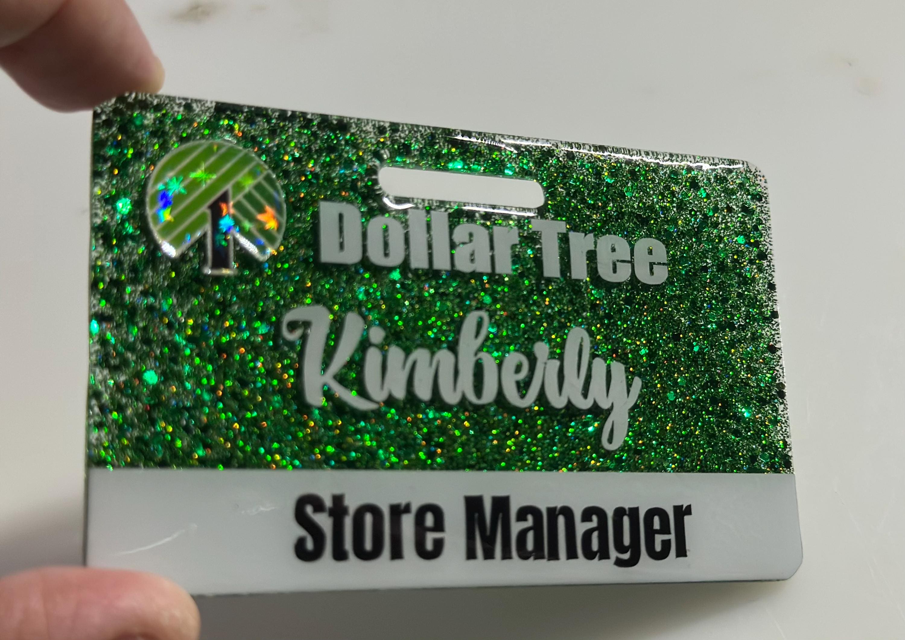 Glitter Dollar Tree Badge, Handmade Work ID - Etsy