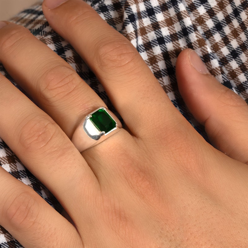 Mens Green Silver Ring - Etsy