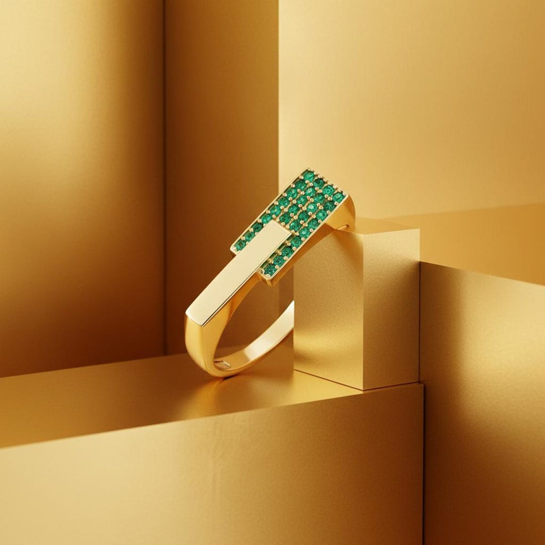 Multicolor Rectangle Ring – 18K Gold Vermeil Pavé Statement Design - Etsy
