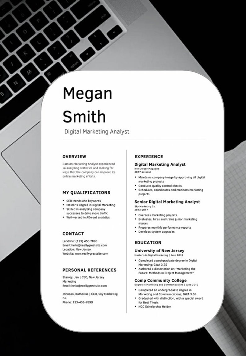 Professional Resume One Page Resume Template 1 Page Simple - Etsy
