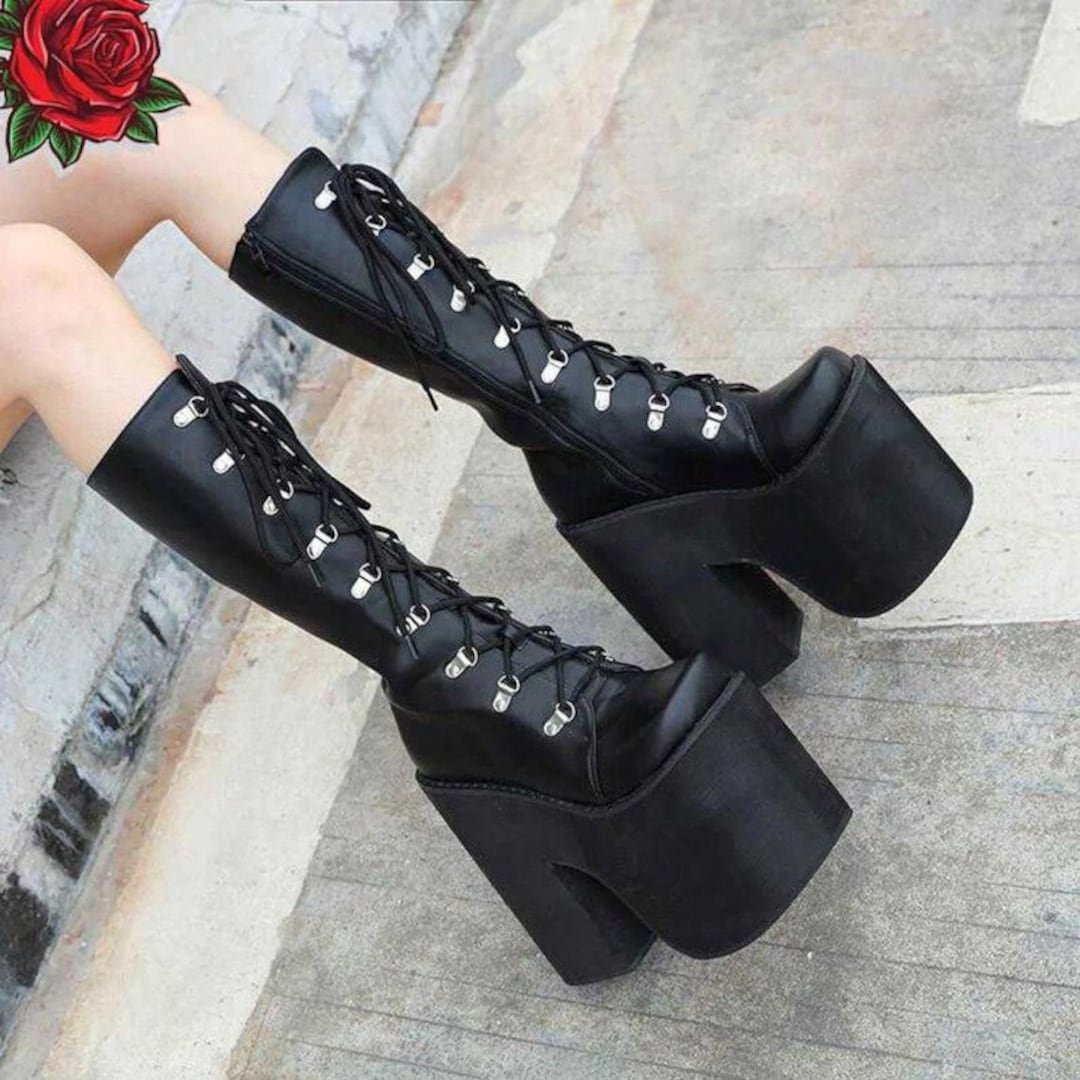 Thick Platform Extreme High Heels 17cm Motorcycles Boot - Etsy Canada