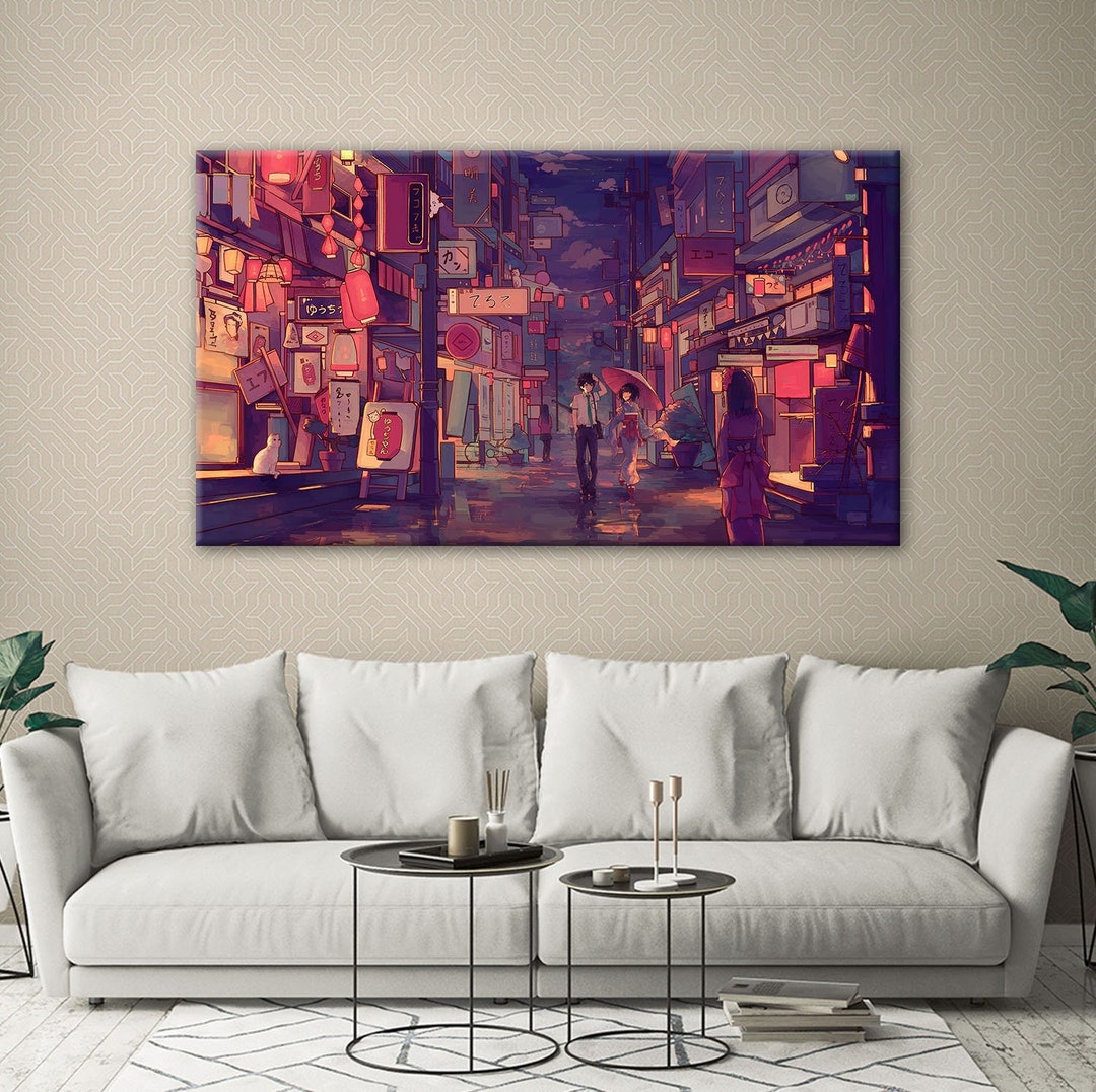 Lo-fi Style Canvas Lo-fi Street Canvas Lofi Art Lo-fi Anime City Poster ...