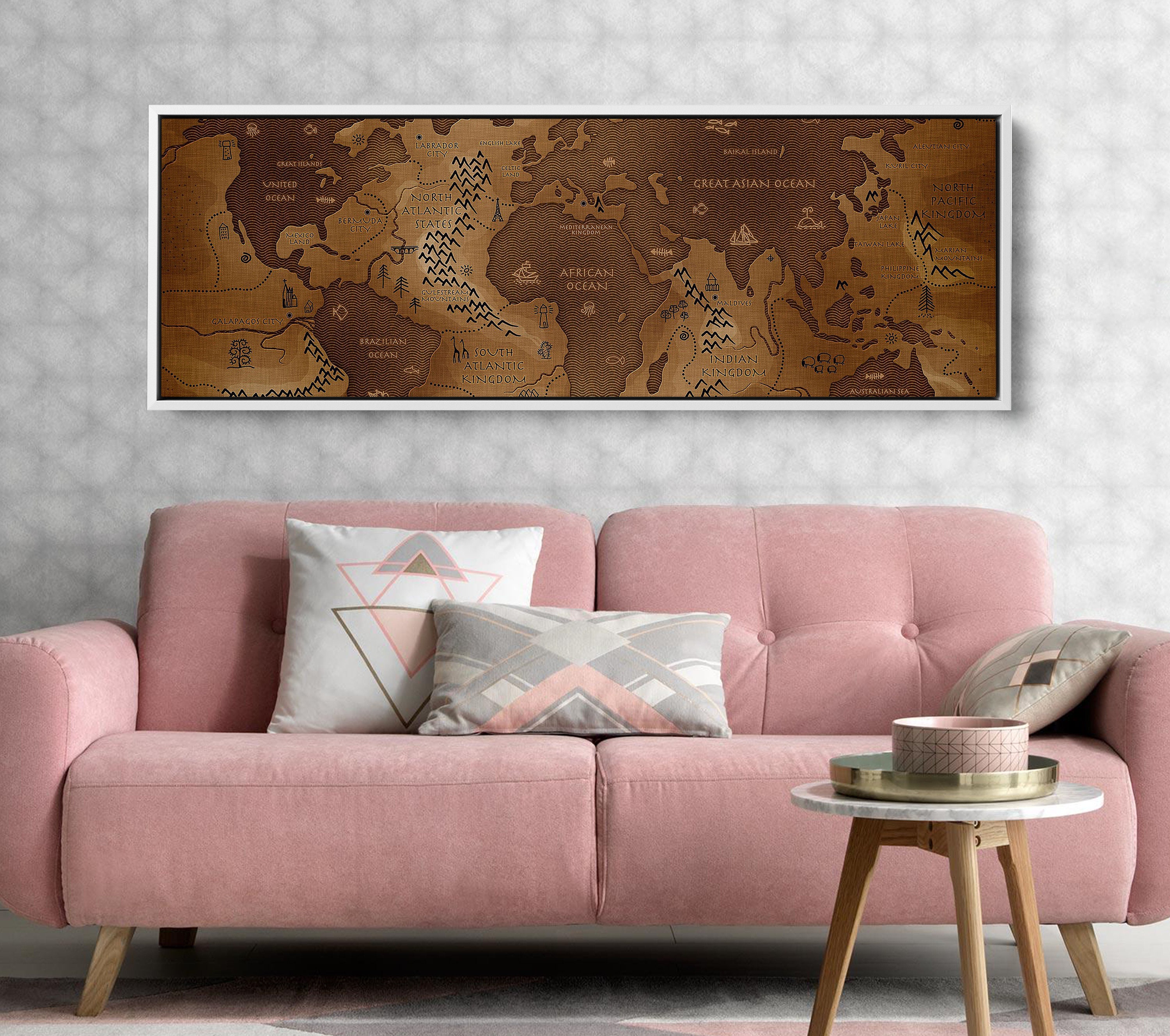 Oceans and Continents Map Canvas Wall Art Ancient Oceans and - Etsy