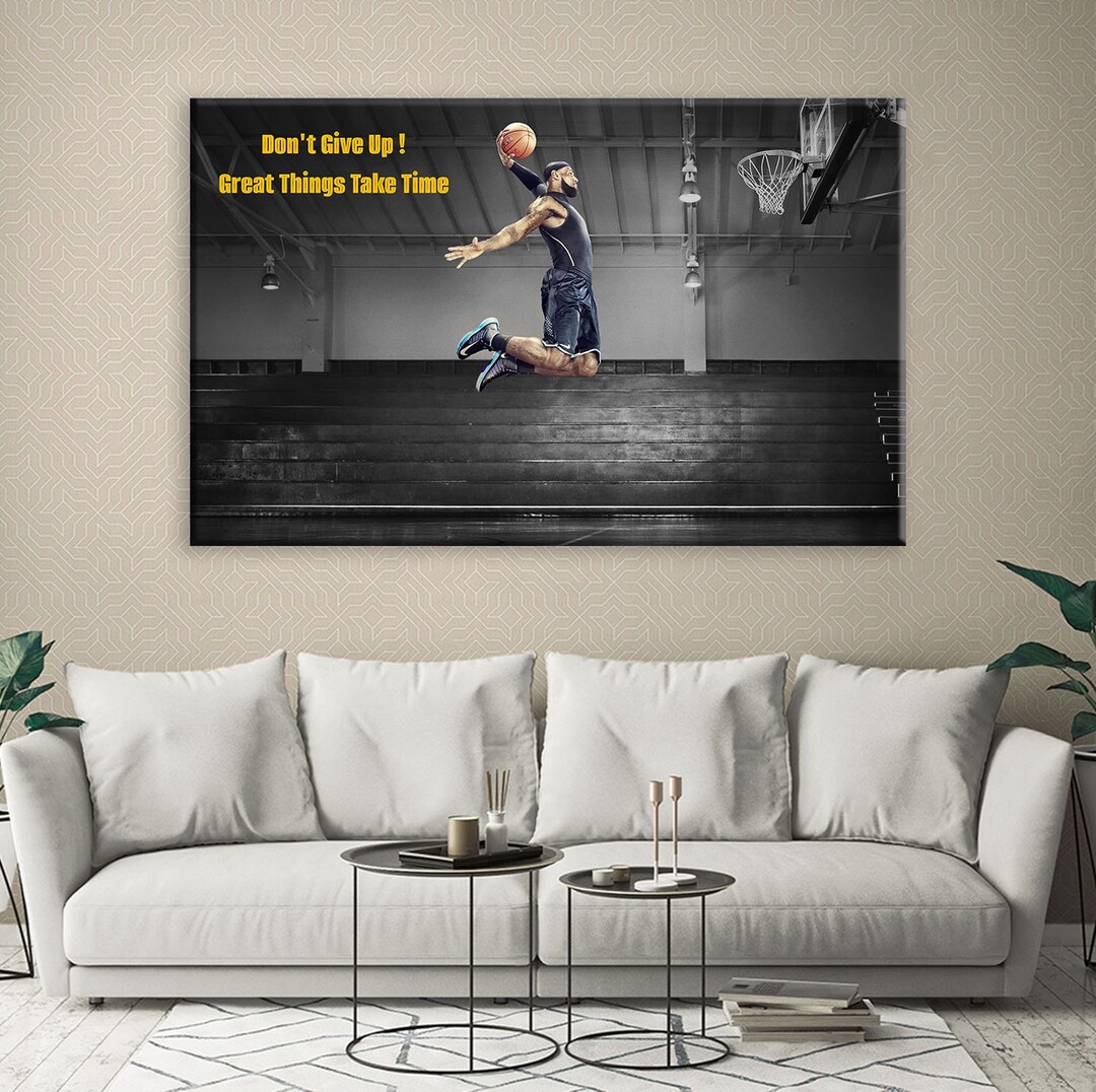 Lebron James Canvas Wall Art Lebron James Motivation Canvas Dunk Lebron ...