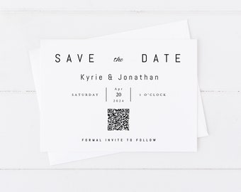 Save the Date With Qr Code Template - Etsy