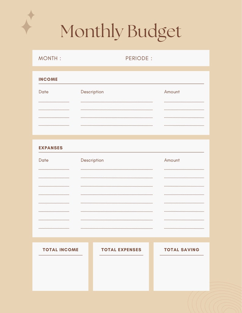 Digital Monthly Budget, Monthly Aesthetic Planner Printable - Etsy