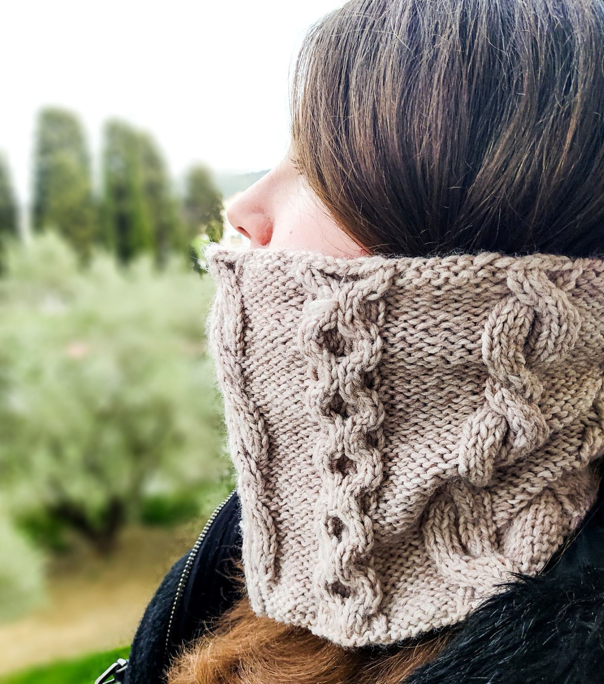 KNITTING PATTERN - Cable Knit Cowl Pattern - Chunky Cowl Scarf ...