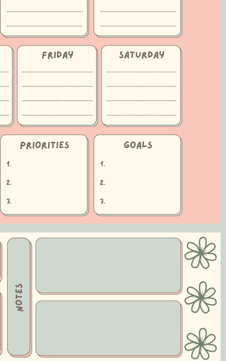 Weekly Planner Printable PDF | Non-editable Pastel Productivity Sheet ...