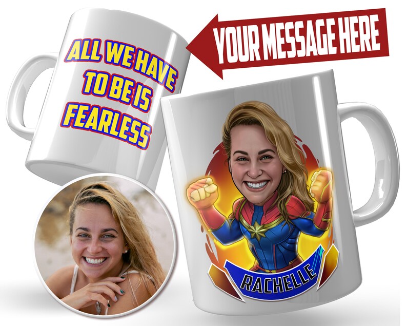 Custom Portrait Mugs, Personalized Superhero Caricature Mug With Custom ...