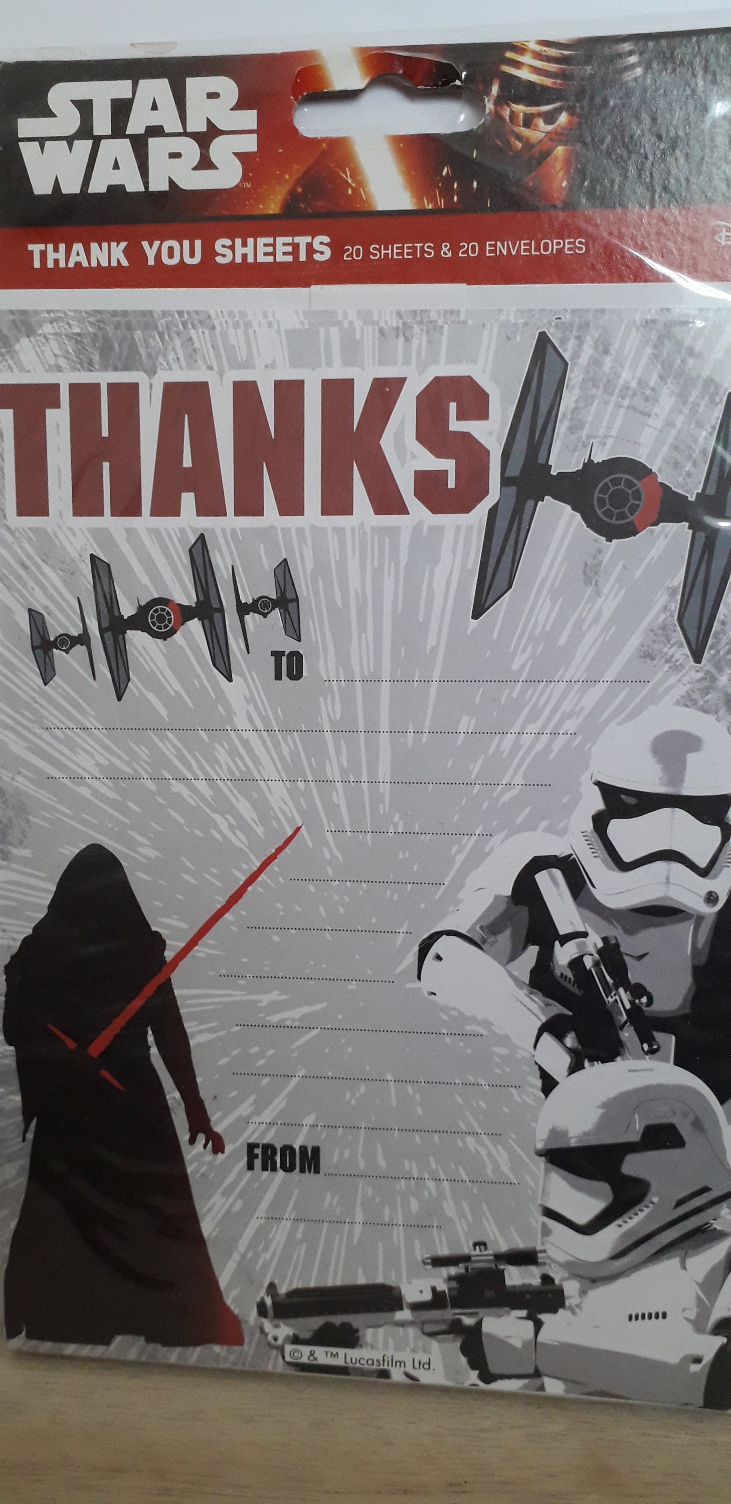 Star Wars Thank You Sheets and Envelopes. - Etsy