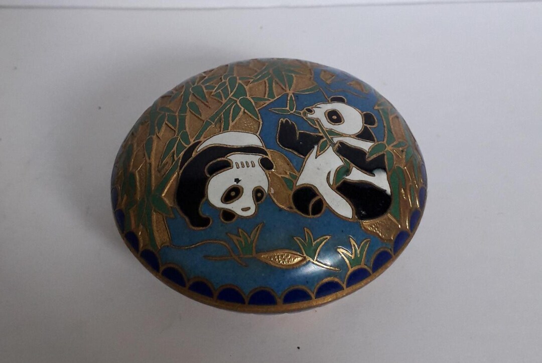 Panda Bamboo Cloisonne Trinket Box - Etsy