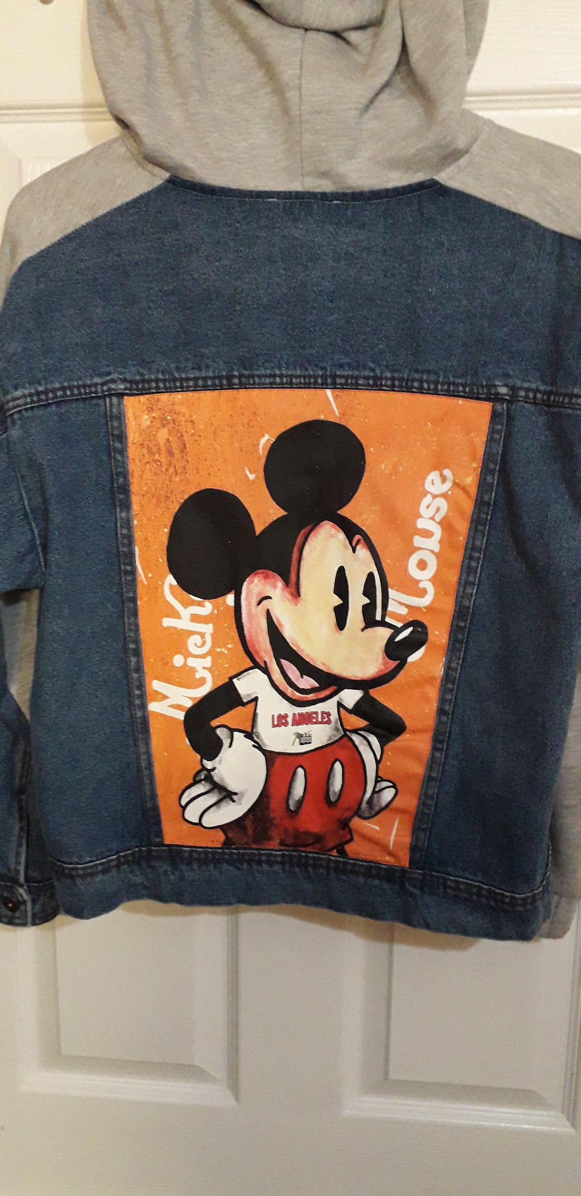 Hand Painted Disneyland Mickey Mouse Denim Hooded Jacket. - Etsy