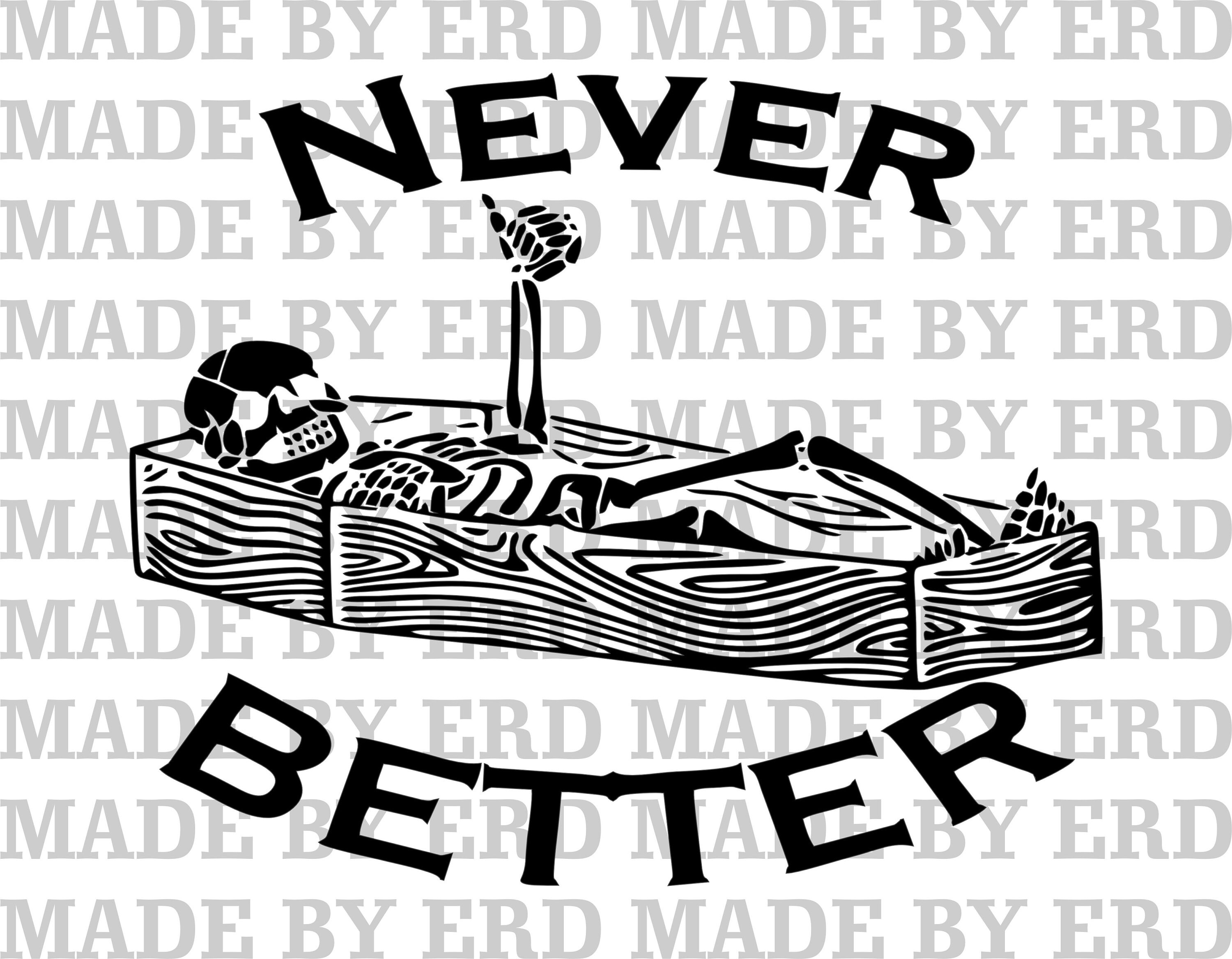 Never Better Skull Svg Skeleton Is In The Coffin Halloween Etsy