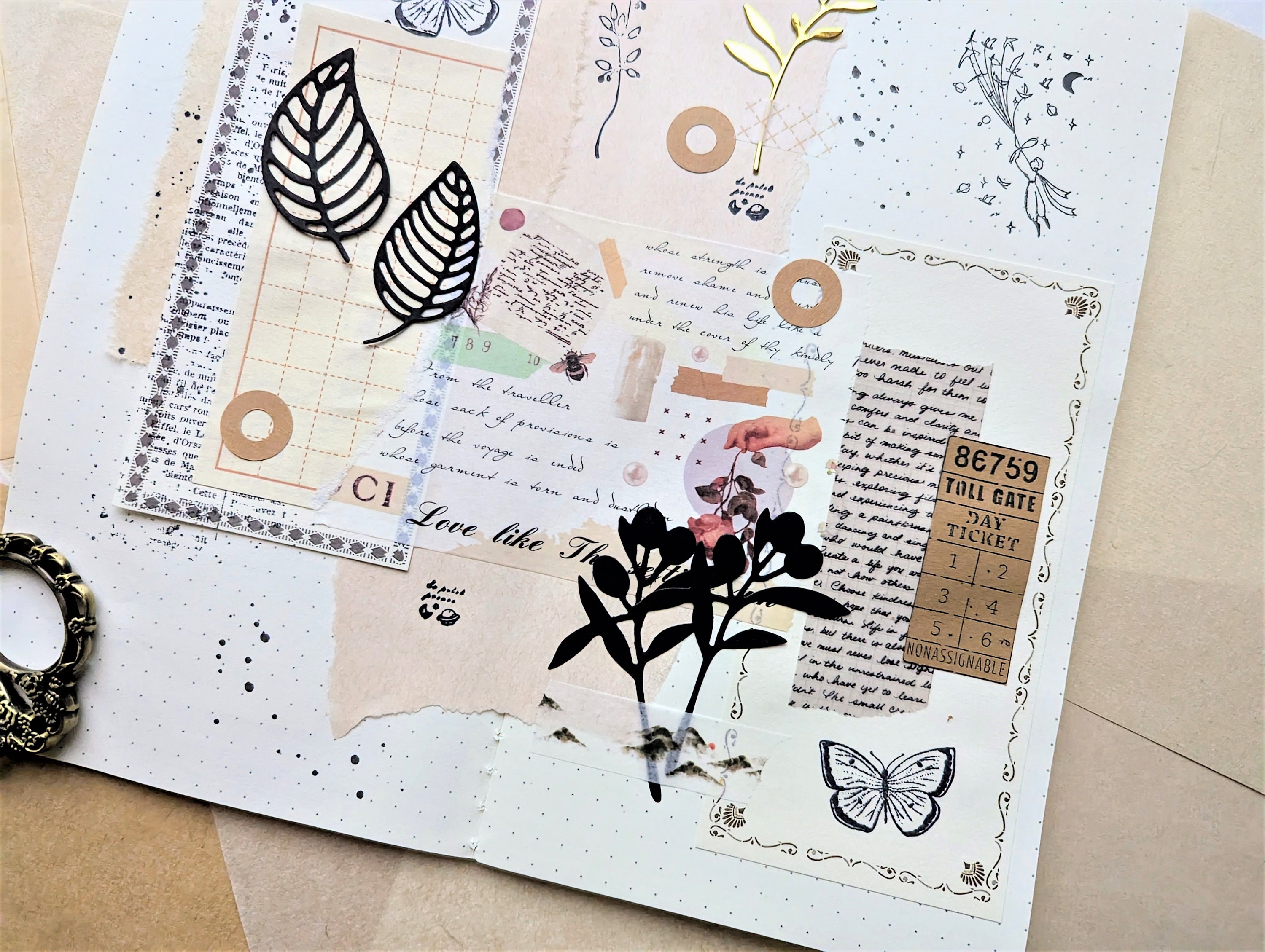 Punched Parts Leaves and Branches 30 Pieces Gold & Black Die Cuts ...