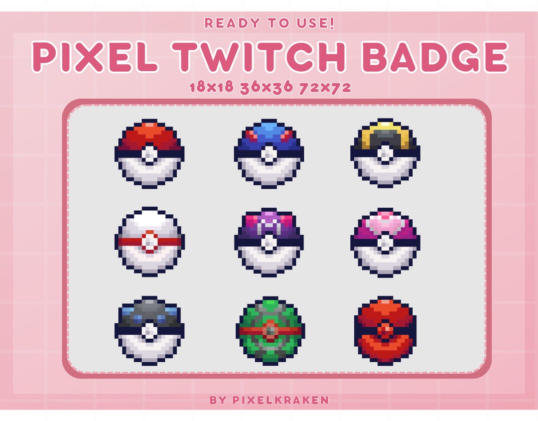 Pokemon Twitch Badges Pixel Art Set Streamer Masterball - Etsy