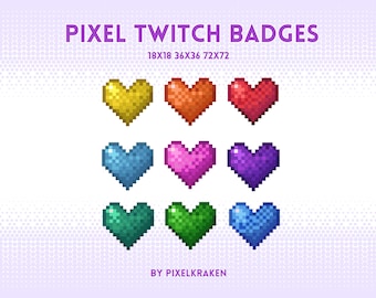 Pink Gaming Twitch Sub Badges, Bit Badges Pixel Art Icon Video Game ...