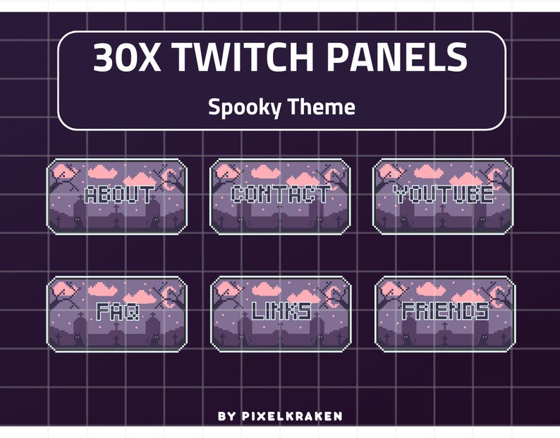 Twitch Pixel Art Panels Package for Halloween Spooky Stream Graphics - Etsy