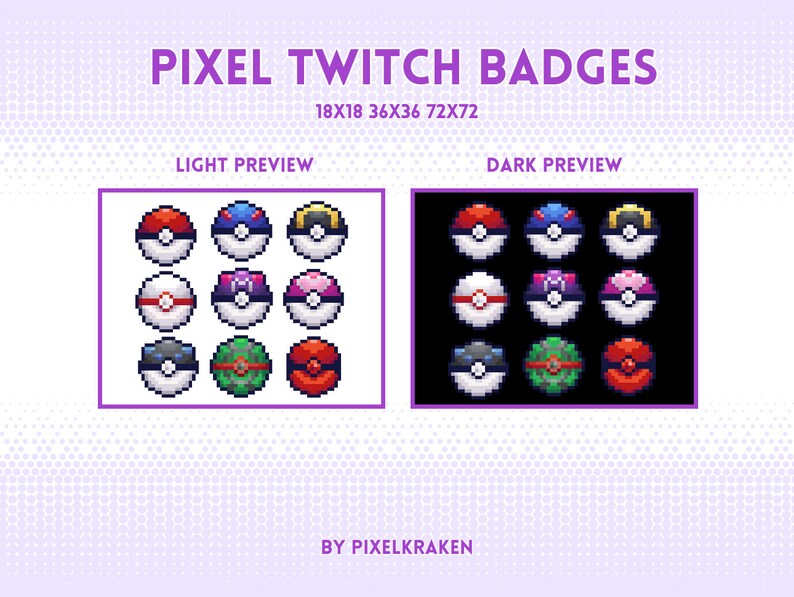 Pokemon Twitch Badges Pixel Art Set Streamer Masterball - Etsy