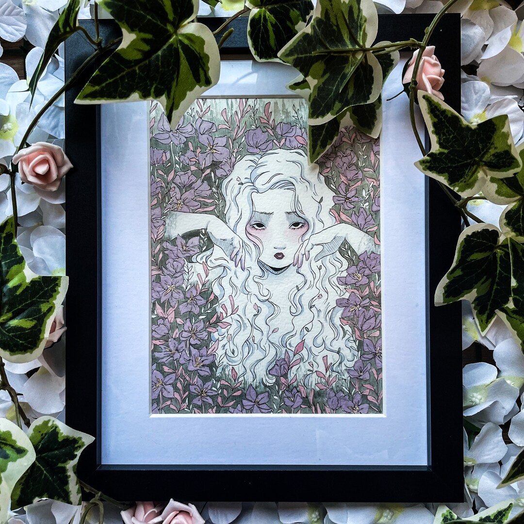 Rusalka Original Watercolour and Ink Framed Painting Eastern European ...