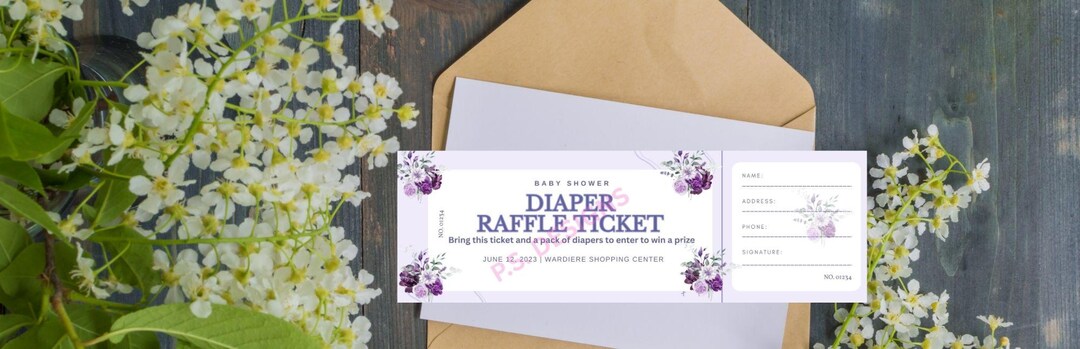 Lavender and White Flower Raffle Ticket - Etsy