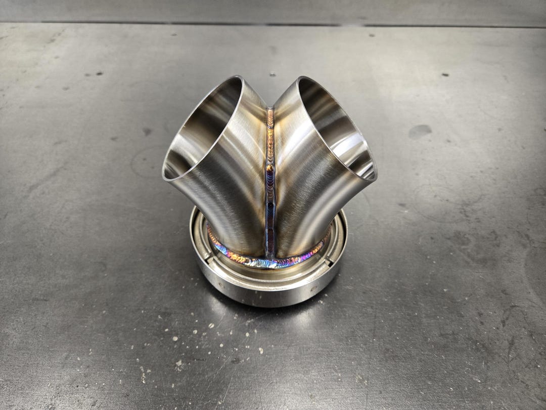 TIG Welded 304 Stainless Exhaust Merge Collector: Dual 3" to Single 3.5 ...