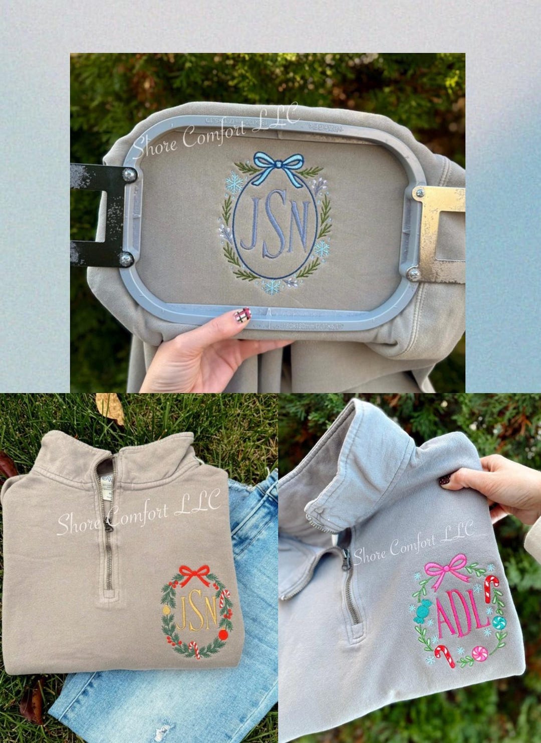 Christmas Winter Monogram Wreath Embroidery Design Bundle | Holiday ...