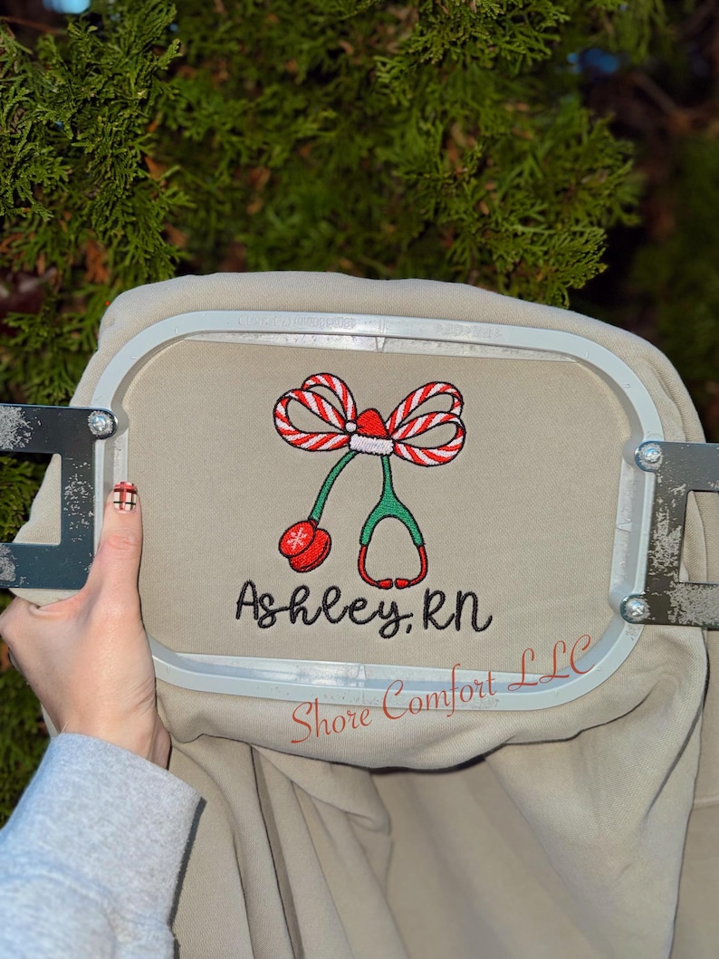 Christmas RN Embroidery Design | Stethoscope Santa Hat Embroidery File ...