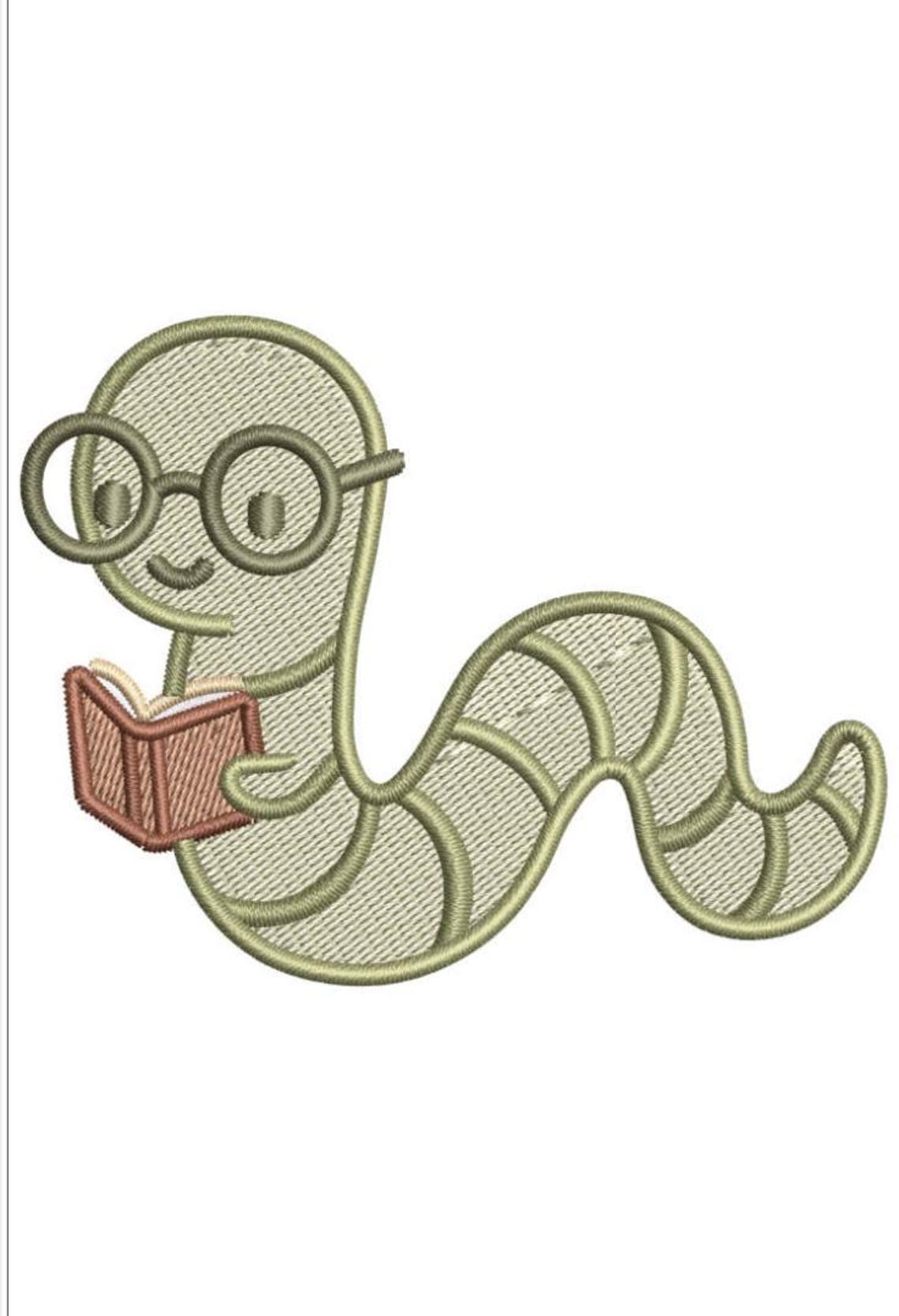 Bookworm Embroidery Download - Etsy