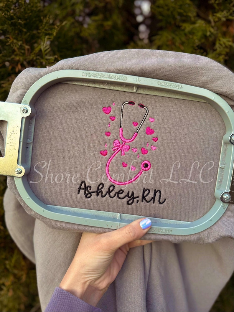 Valentine Nurse Embroidery Design | RN Stethoscope Embroidery File ...