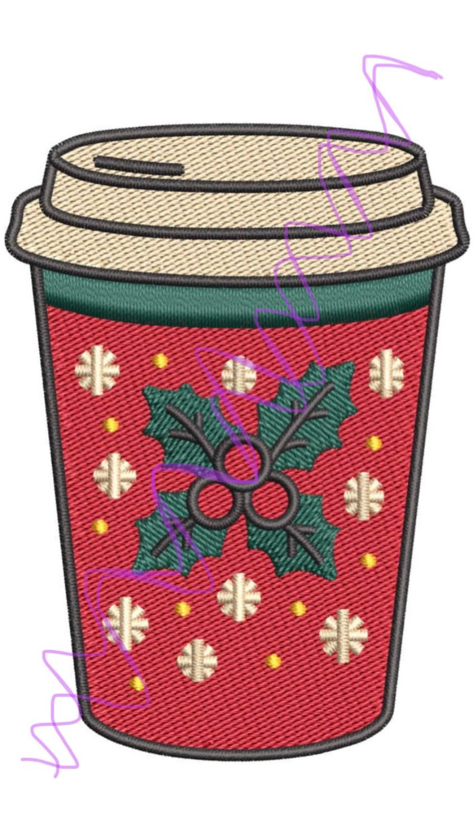 Christmas Coffee Cup Embroidery Design | Holiday Latte Machine ...
