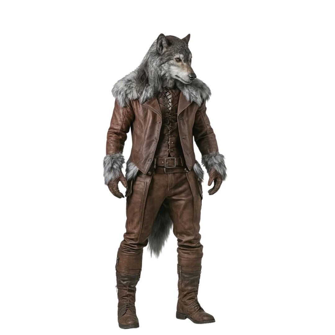 Handcrafted Pure Cow Leather Werewolf Costume - Custom Leather Faux Fur ...