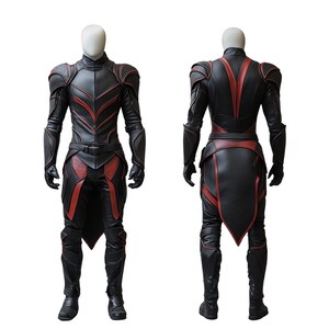 Handmade Red & Black Leather Armor Costume: Medieval Knight LARP Outfit ...