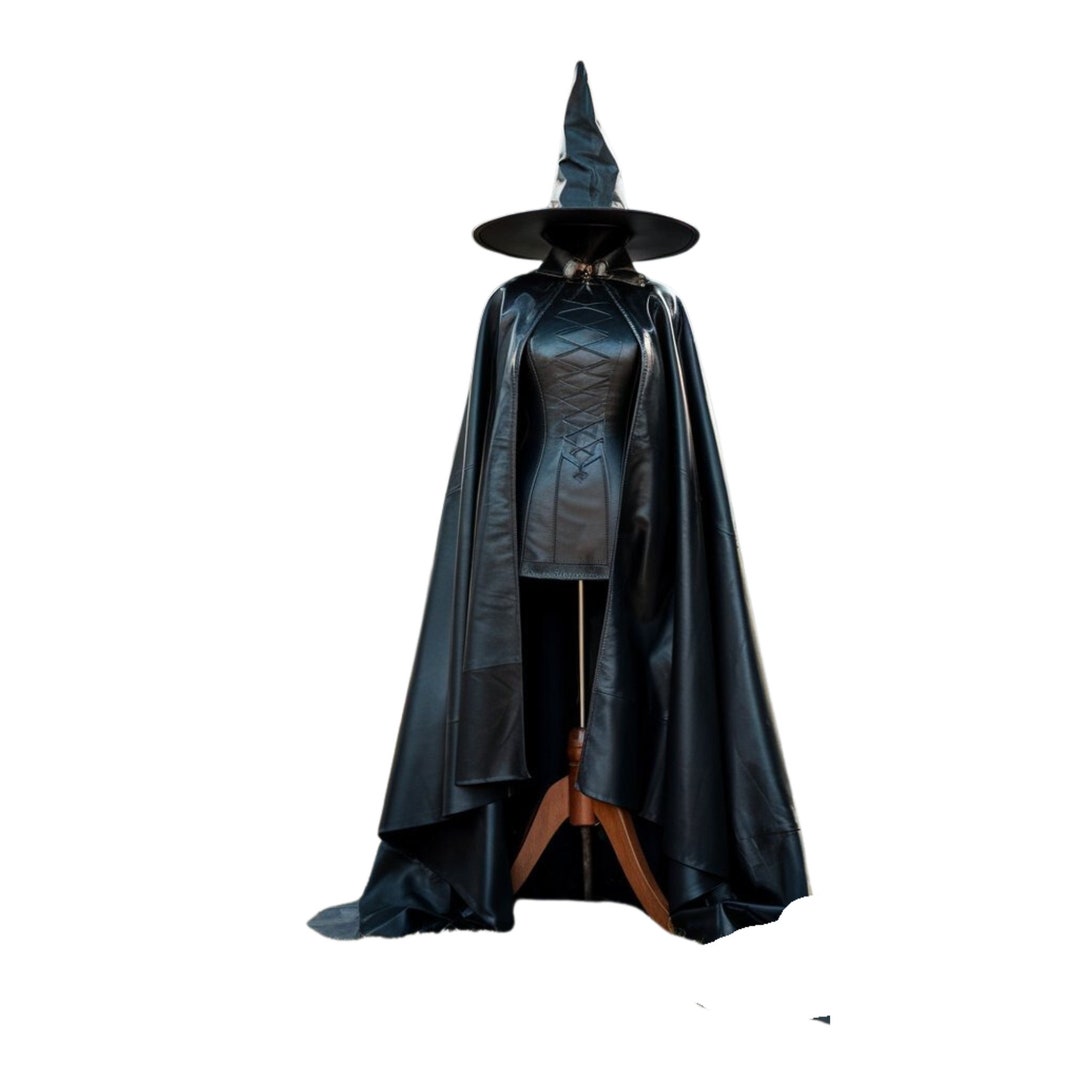 Handmade Leather Witch Cloak & Corset Set - Gothic Costume With Hat - Etsy